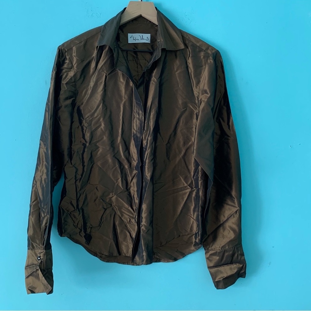 Sylvia Heisel Silk Button Up Long Sleeve Satin Blouse… - Gem